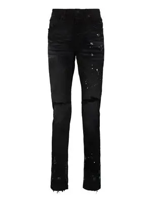 PURPLE BRAND P001 Resin Knee Slit Denim - Black