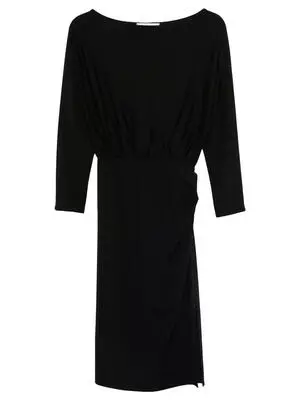 KAOS Ruched Midi Dress - Black