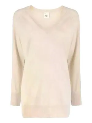 PAULA V-neck Cashmere Jumper - Neutrals