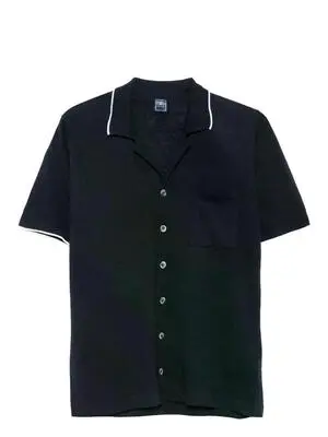 Fedeli Contrasting-trim Shirt - Blue