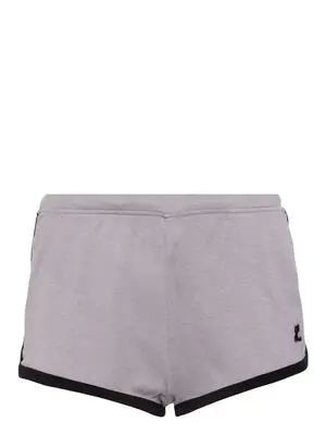COURREGES Contrast Cotton Mini Shorts - Grey
