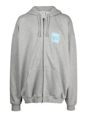 Vetements Logo-print Zip-up Hoodie - Grey