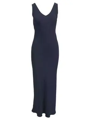 PETER COHEN Navy Silk Satin Tea Dress - Blue