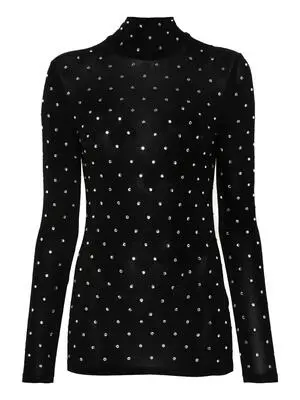 Rabanne Gem-embellished High-neck Top - Black