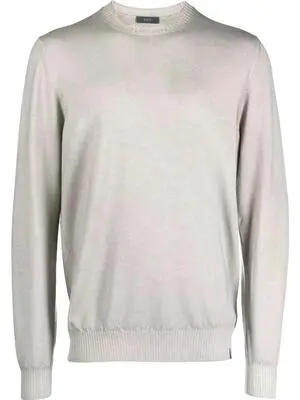 FAY Logo-tag Crew-neck Jumper - Grey
