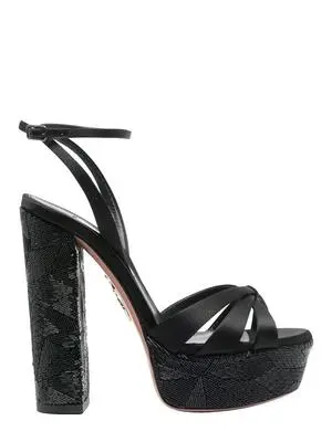 AQUAZZURA 135mm Bead-embellished Platform Sandals - Black