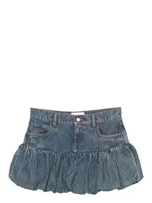 Coperni Gathered-hem Denim Mini Skirt - Blue