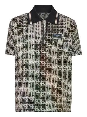 Balmain Labyrinth Jacquard Polo Shirt - Black