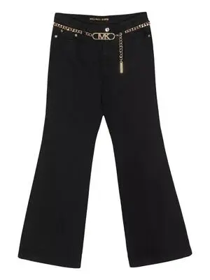 Michael Kors Chain-belt Flared Cotton Jeans - Black