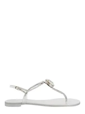 GIUSEPPE ZANOTTI Anthonia Metallic-effect Flat Sandals - Silver