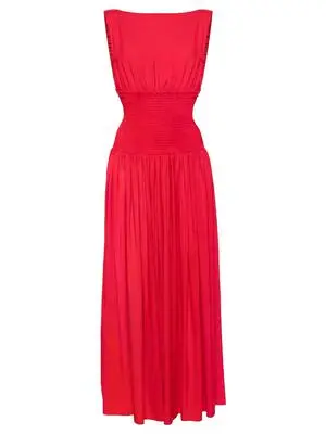BAMBAH Ruched Backless Dress - Red