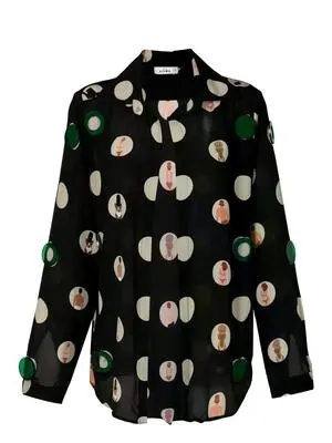 AMIR SLAMA Graphic-print Silk Blouse - Black