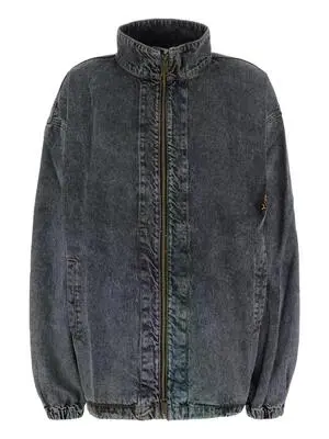 Y/project Funnel-neck Denim Jacket - Grey