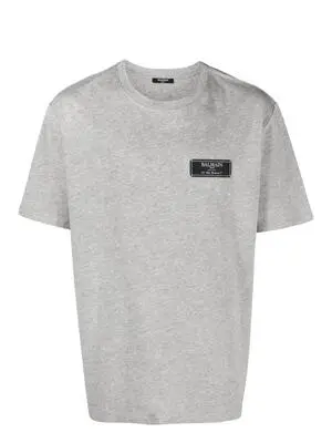 Balmain Logo-patch Mélange T-shirt - Grey