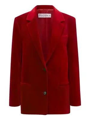 JW Anderson Floral-appliqué Velour Blazer - Red
