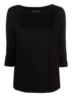 Majestic Filatures Boat-neck Jersey Top - Black