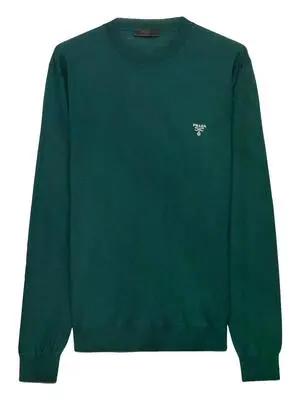 Prada Logo-embroidered Wool Jumper - Green
