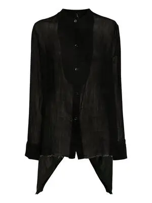 Masnada Band-collar Raw-cut Hem Shirt - Black