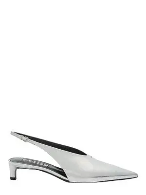 JIL SANDER Metallic Slingback Kitten Heel Pumps - Grey
