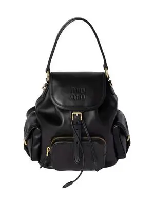 Miu Miu Leather Convertible Backpack - Black