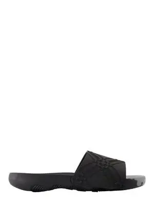 Burberry Embossed Check Dive Slides Black