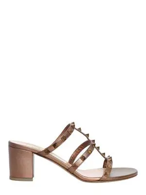 Valentino Garavani Valentino Garavani Rockstud Metallic Nappa Leather Sandals Neutrals