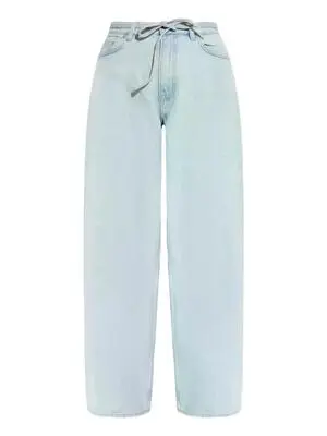 SAMSOE SAMSOE Drawstring Cotton Jeans - Blue