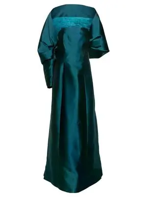 Alberta Ferretti Asymmetric Satin Gown - Blue