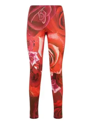 Roberto Cavalli Garden Rose-print Leggings - Red