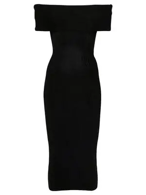 MUGLER Off-shoulder Knit Dress - Black