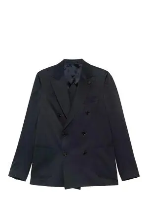 LARDINI Brooch-detail Blazer - Blue