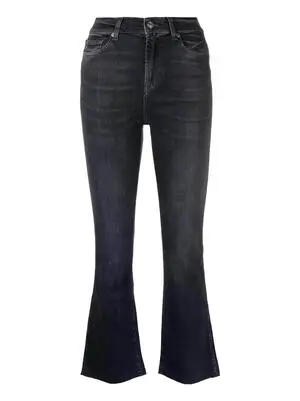 7 For All Mankind Cropped Flared Jeans - Black