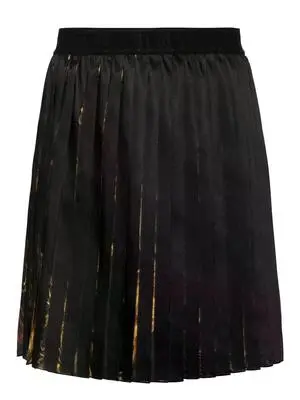 Versace Watercolour Couture-print Pleated Miniskirt - Black