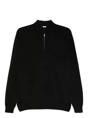 Malo Virgin Wool Polo Shirt - Black