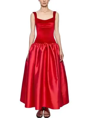 ATU BODY COUTURE Velvet-panel Maxi Gown - Red