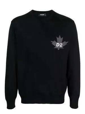 Dsquared2 Maple Leaf-motif Virgin Wool Sweater - Black
