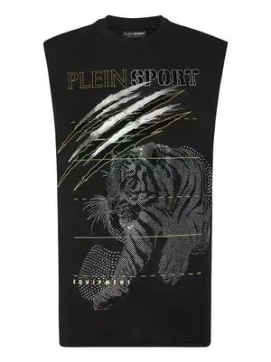PLEIN SPORT Tiger Motif Tank Top - Black