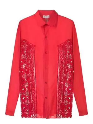 AMIR SLAMA Crochet-panel Long-sleeved Shirt - Red