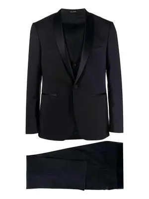 Tagliatore Single-breasted Virgin Wool Blend Suit - Blue