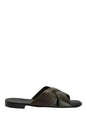 GIUSEPPE ZANOTTI Flavio Crossover-straps Leather Sandals - Brown