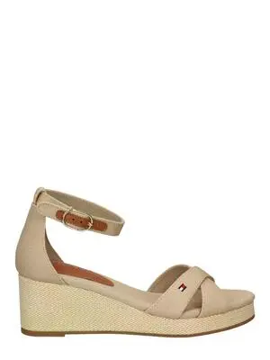 Tommy Hilfiger 60mm Canvas Cross-strap Espadrille Wedges - Neutrals