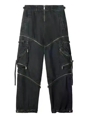 Off-White Zip Detail Denim Cargo Pants - Grey