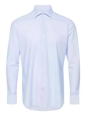 TINTORIA MATTEI 954 Mini-check Spread-collar Shirt - Blue