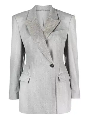 Brunello Cucinelli Single-breasted Button-fastening Blazer - Grey