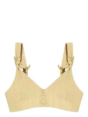 GANNI Knot-detail Cropped Top - Neutrals