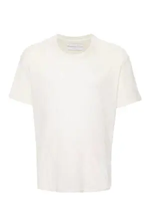 RANRA Cotton Pointelle Logo Detail T-shirt - Neutrals