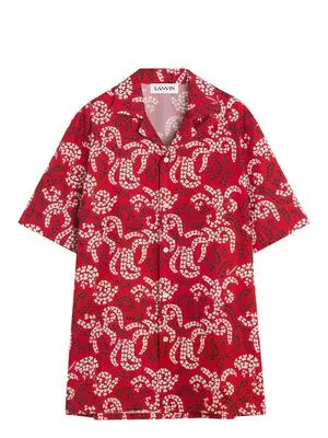 LANVIN Leaf-print Shirt - Red