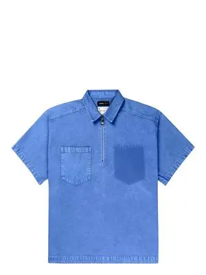 PURPLE BRAND Logo-embroidered Missing-pocket Polo Shirt - Blue