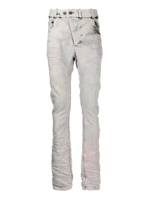 Boris Bidjan Saberi Ruched Skinny-fit Jeans - Grey