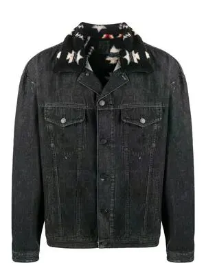 Alchemist Denim Jacket With Contrasting Collar - Black